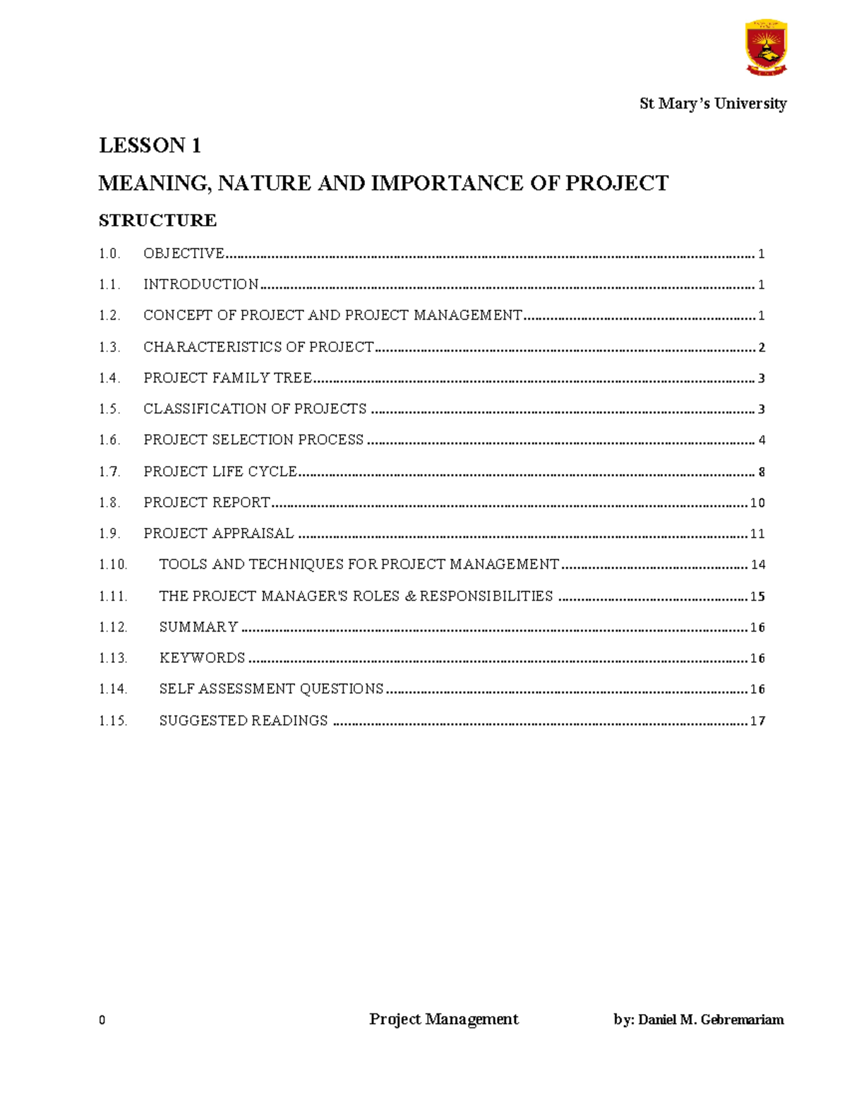 Project Management Lesson 1 - MEANING, NATURE AND IMPORTANCE OF PROJECT ...