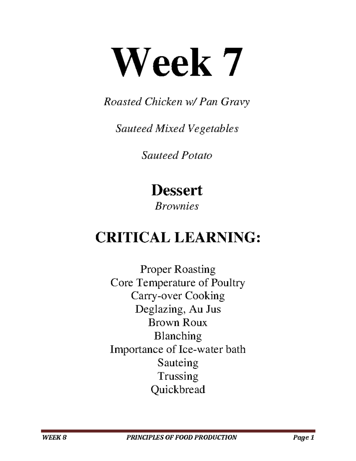 WEEK-7 - Learn how to cook at week 7 - Week 7 Roasted Chicken w/ Pan ...