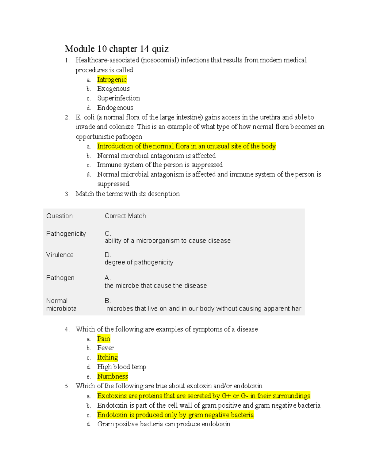 Microbiology module 10 quiz - Module 10 chapter 14 quiz Healthcare ...
