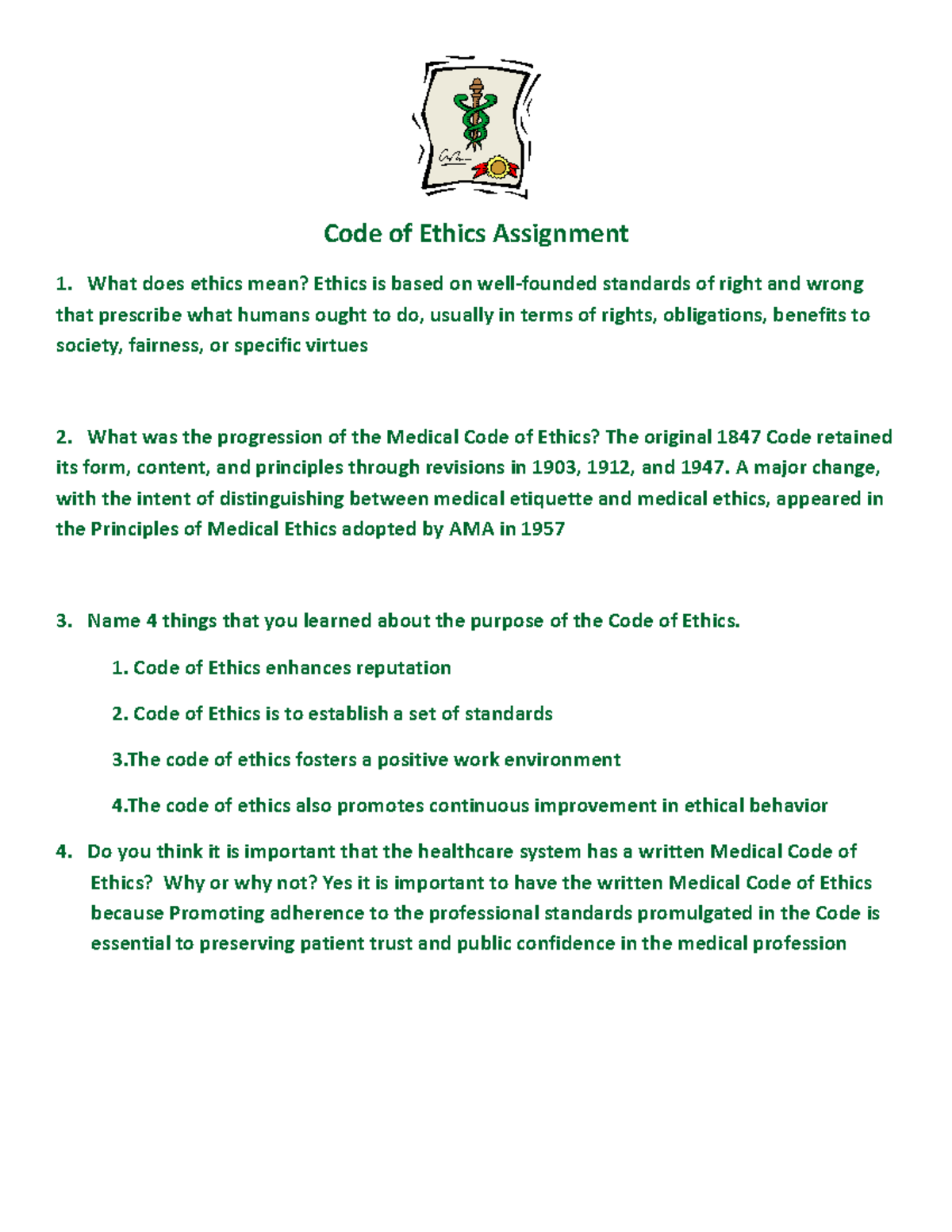 UTF-8''Codeof Ethics Assignment - Code of Ethics Assignment 1. What ...