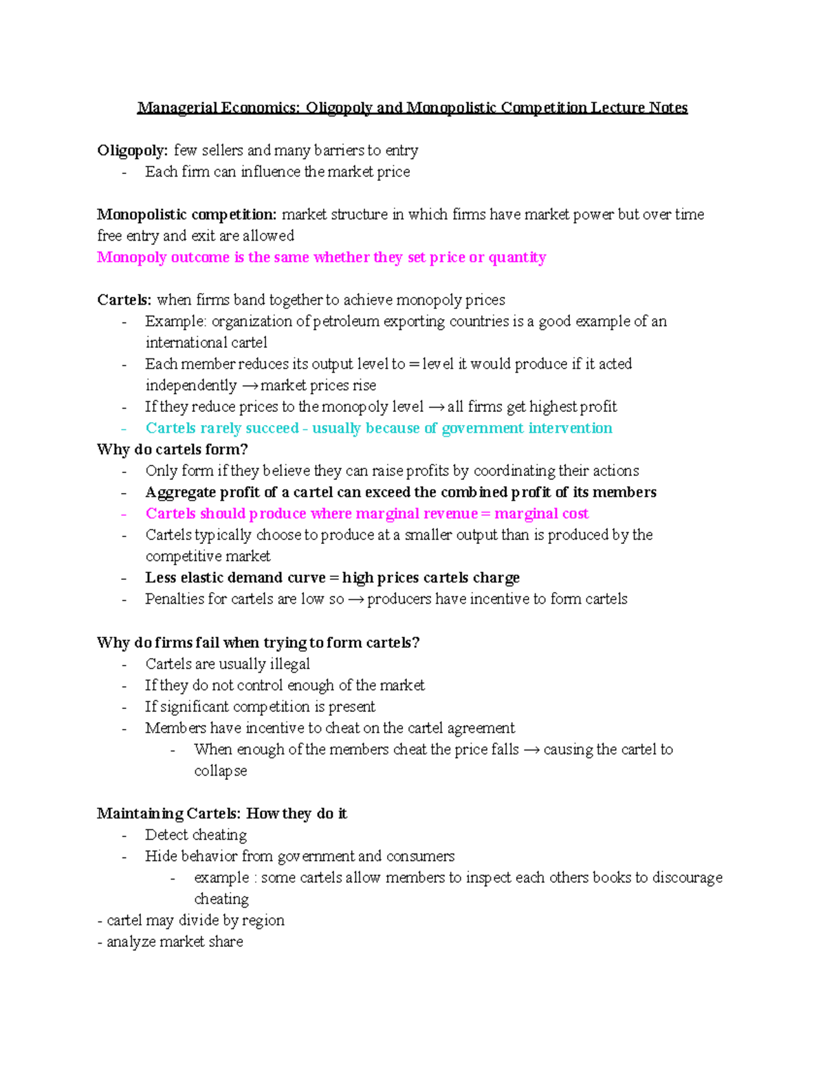 Managerial Economics Oligopoly and Monopolistic Competition Lecture ...