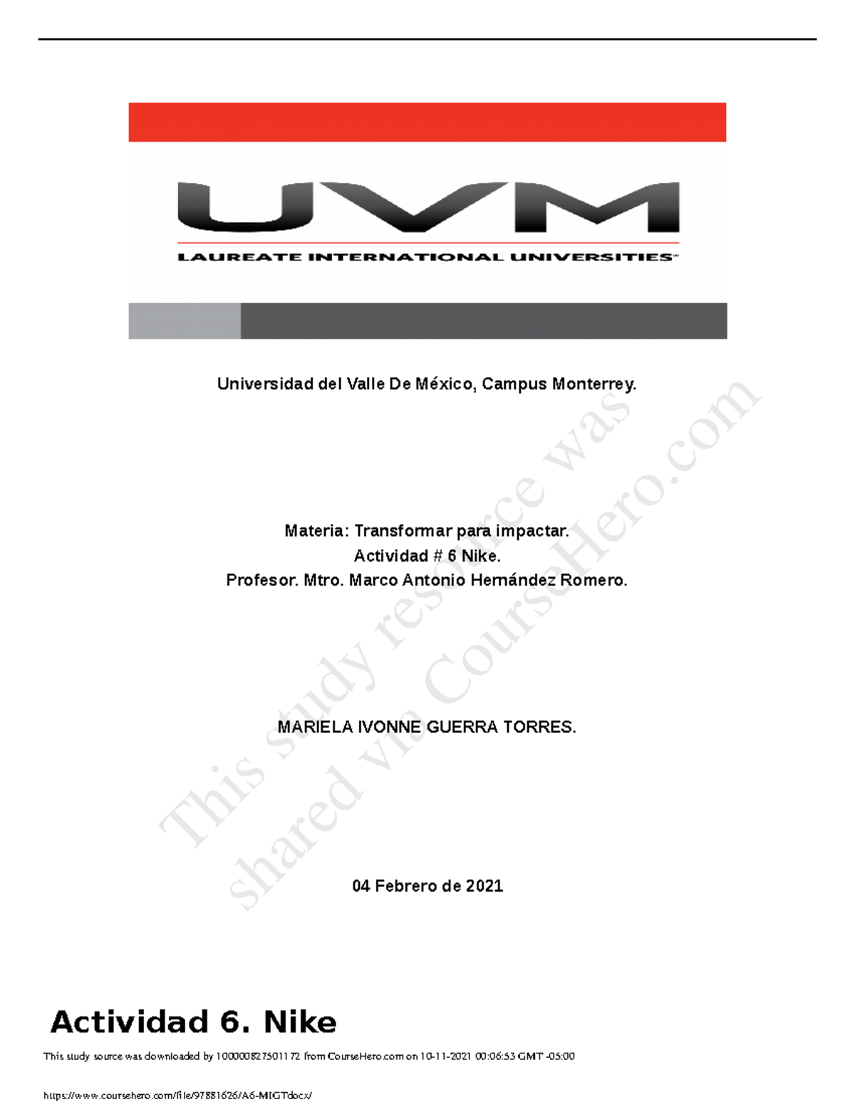 A 6 MIGT - A 6 MIGT - Universidad del Valle De México, Campus Monterrey ...