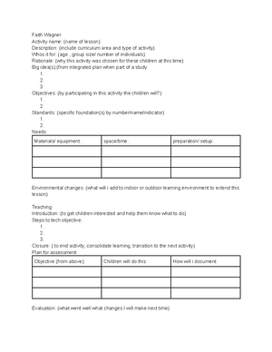 Lesson plan activity 4 - Faith Wagner Activity name: oobleck experiment ...