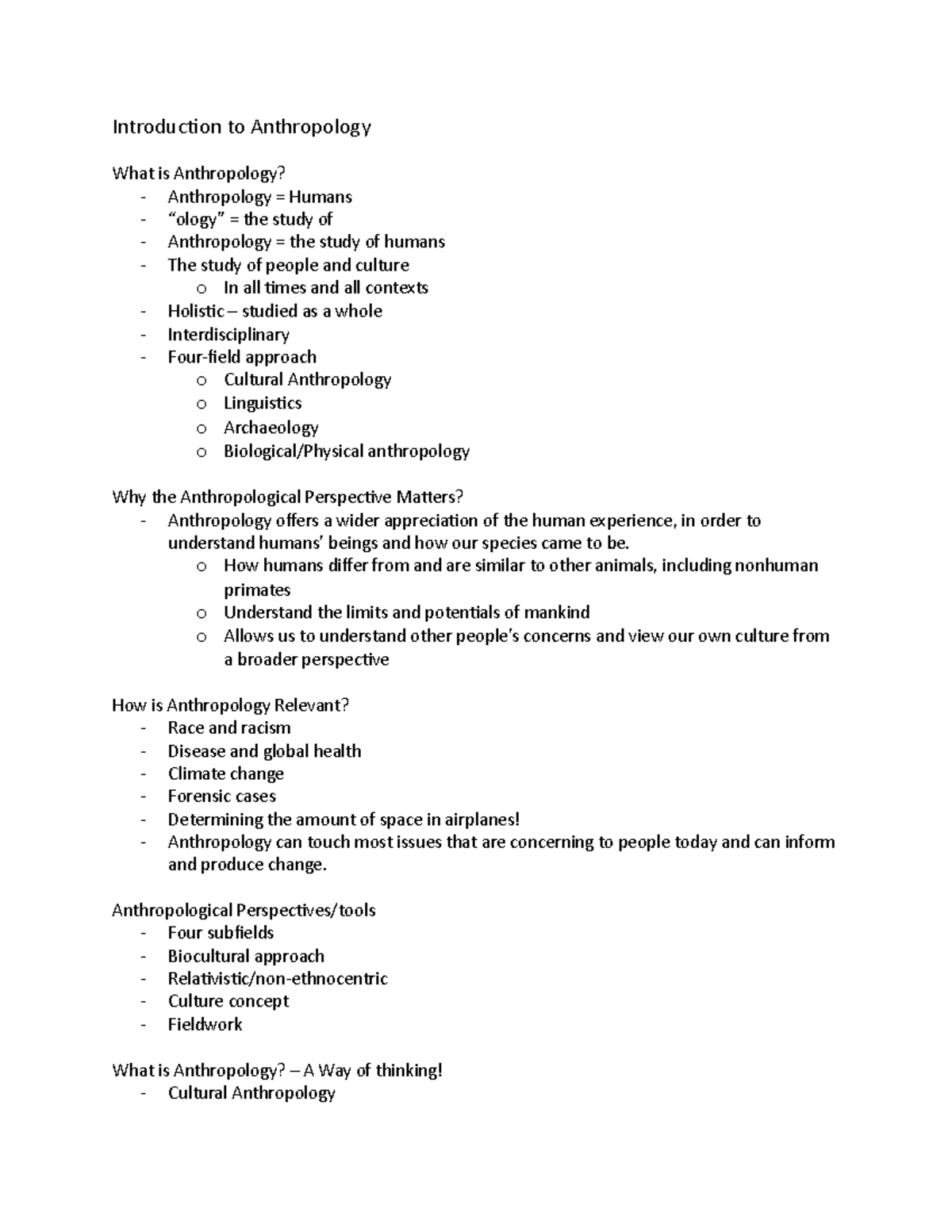 Anth 110-03 Introduction - Introduction to Anthropology What is ...