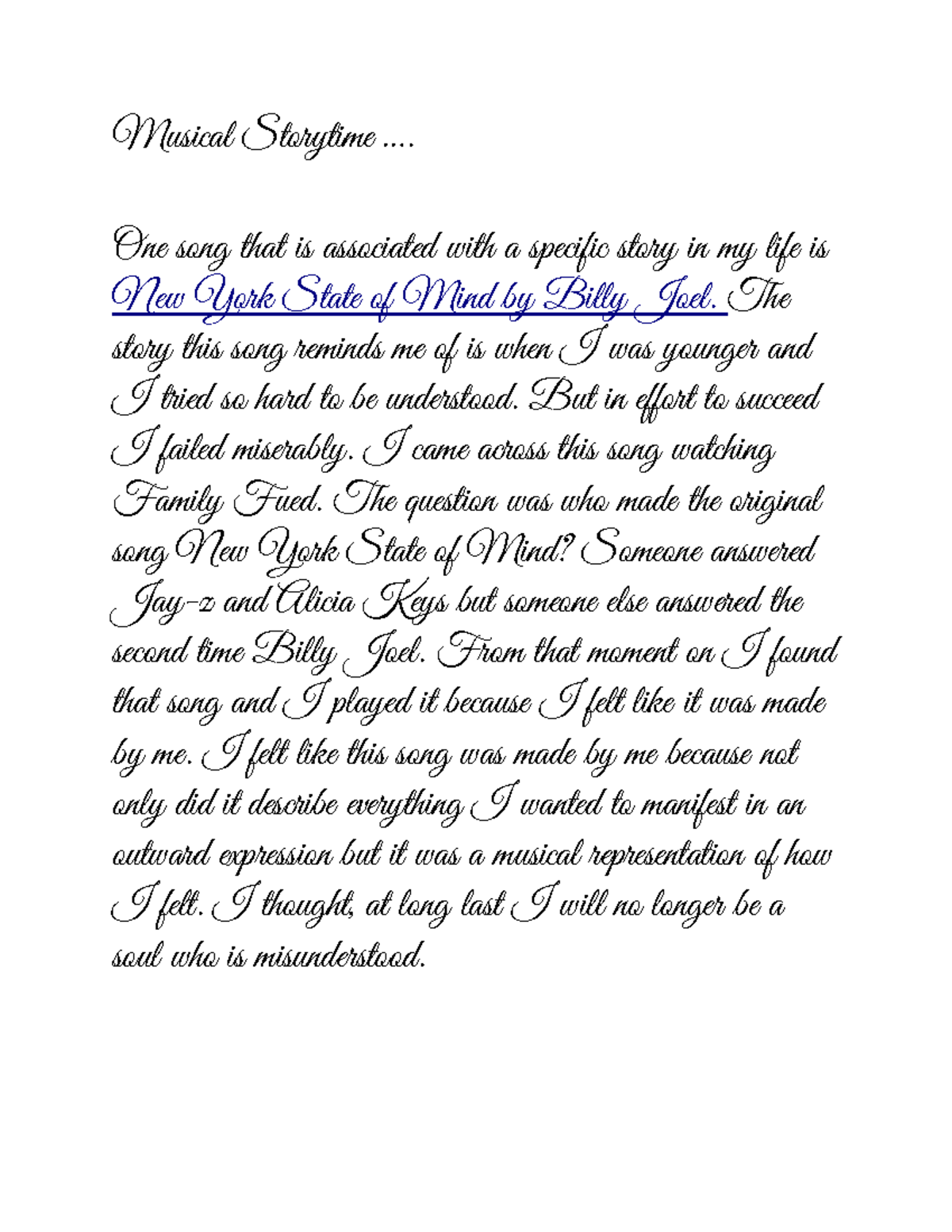 Music As a Noun - N/A - Musical Storytime .... One song that is ...