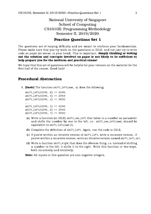 Tutorial 1-solution - NIL - National University of Singapore School of ...