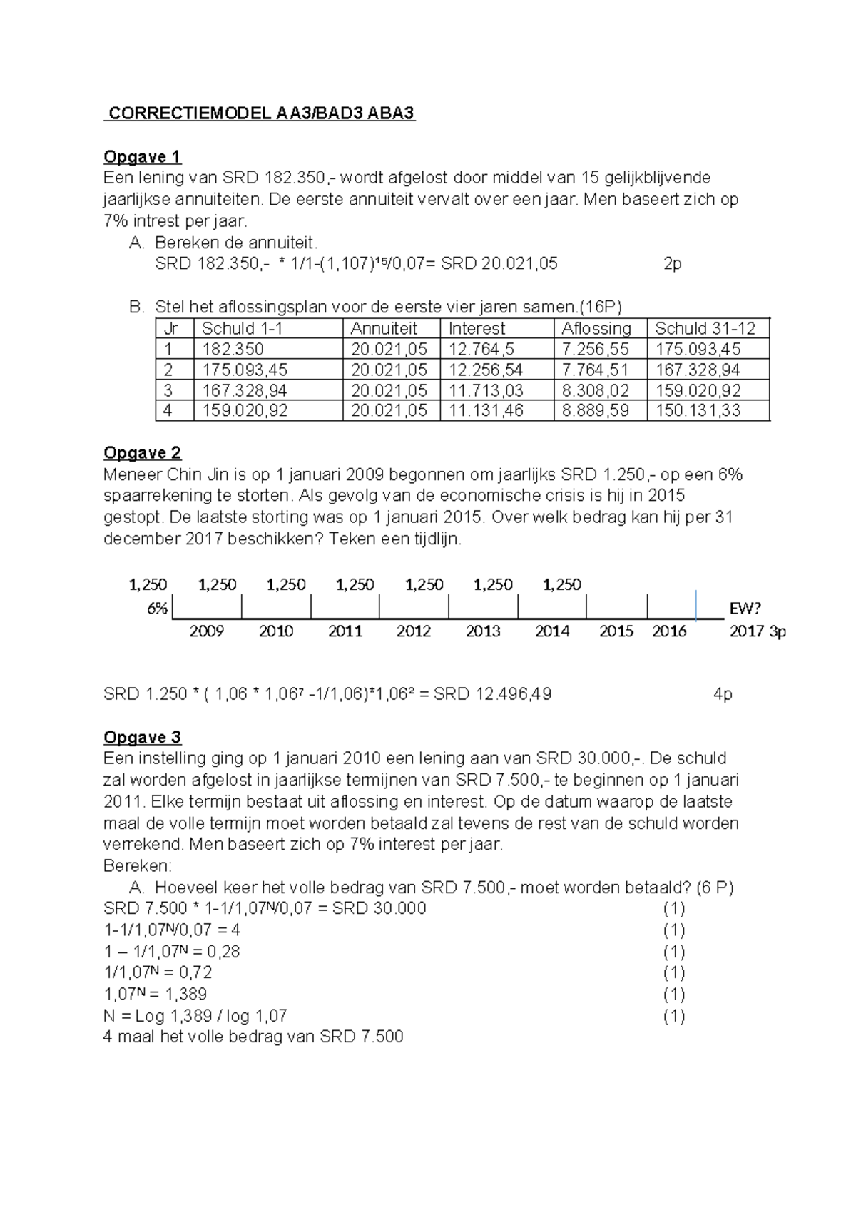 CM FIR , M2 T2, AA3-BAD3-ABA3 covid - CORRECTIEMODEL AA3/BAD3 ABA Opgave 1 Een lening van SRD ...