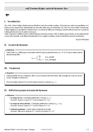 2019 2020 — L1 AES TD et Corrige - TRAVAUX DIRIGES N°1 - MATHS 1 LI CEN CE AES 1 ère AN N ÉE ...
