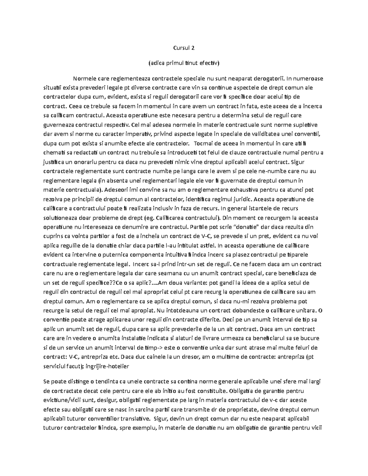 Contracte speciale seria II 2015-2016 - Cursul 2 (adica primul tinut ...
