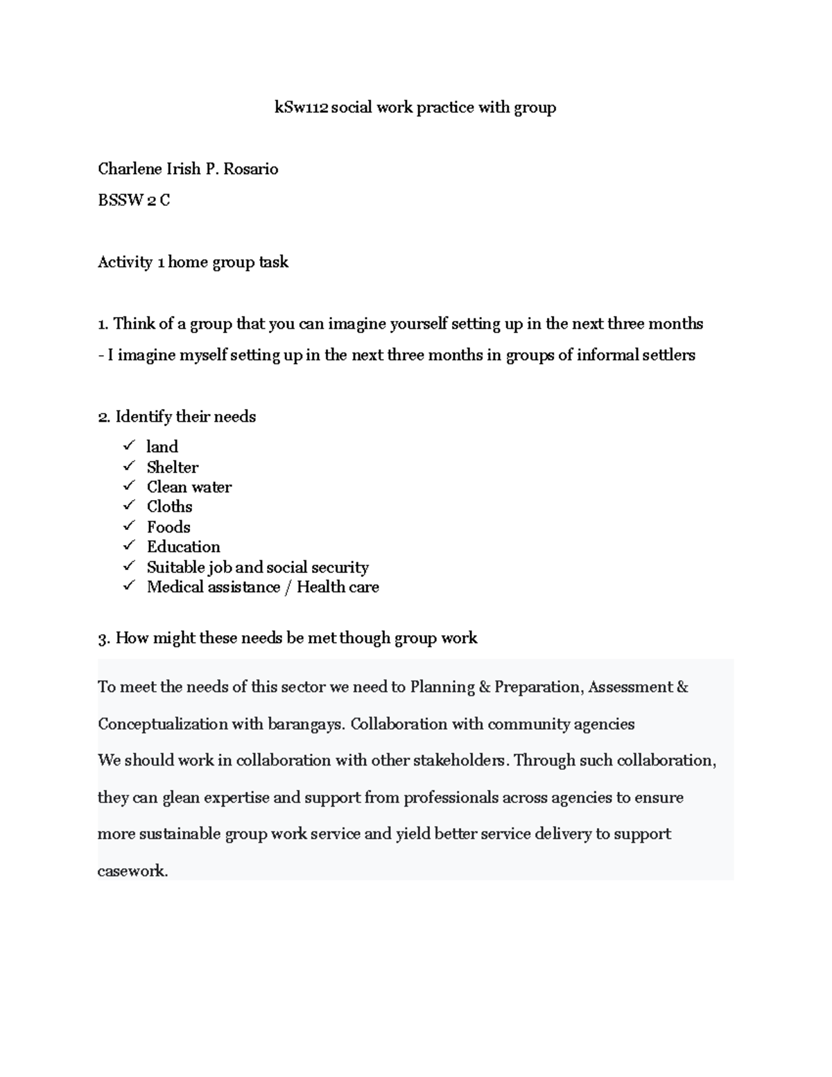 Sw112 social work practice with group - kSw112 social work practice ...
