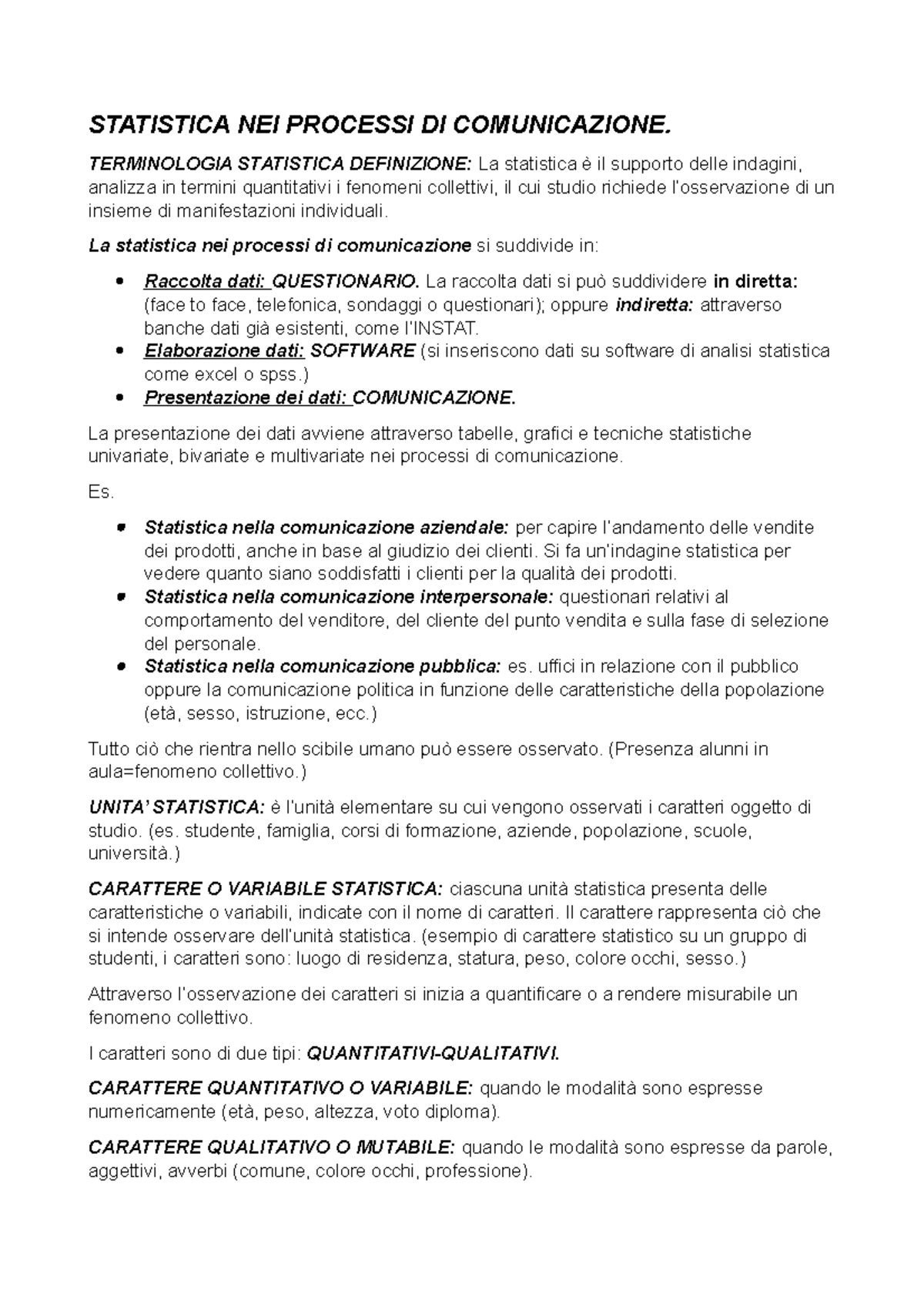 Statistica NEI Processi DI Comunicazione pt - STATISTICA NEI PROCESSI ...