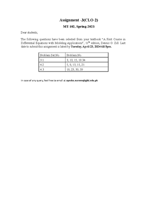 MT-101 Mid Term Exam Fall 2022 - MID-TERM EXAMINATION MT101 – Calculus ...