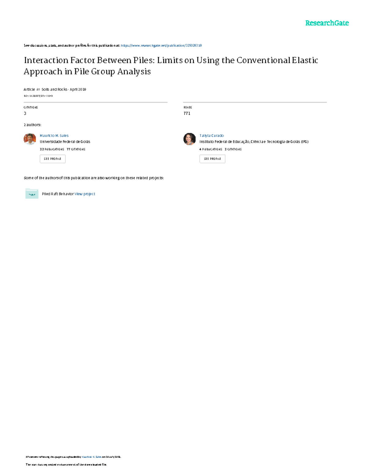 Interaction Factor Between Piles Limits on Using t - See discussions, stats, and author profiles ...