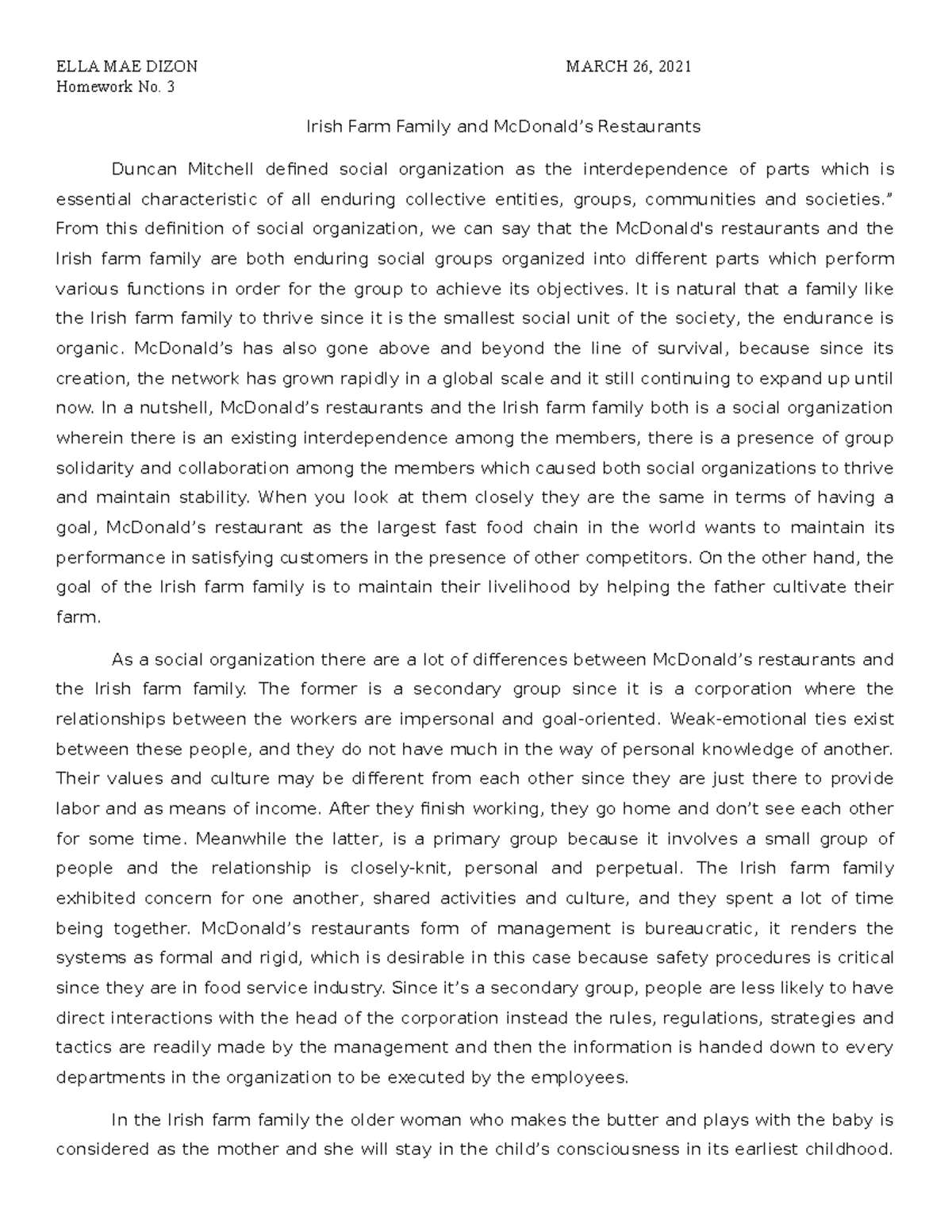 Homework #3 - all about family - ELLA MAE DIZON MARCH 26, 2021 Homework ...
