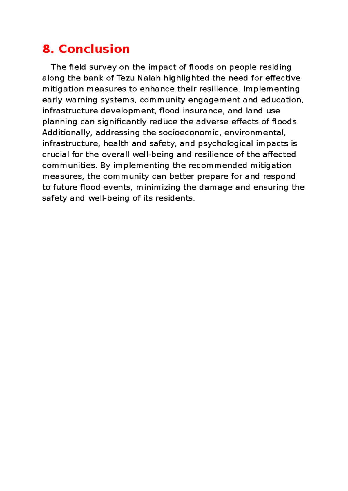 Tezu nalah report 20240501 155412 - 8. Conclusion The field survey on ...