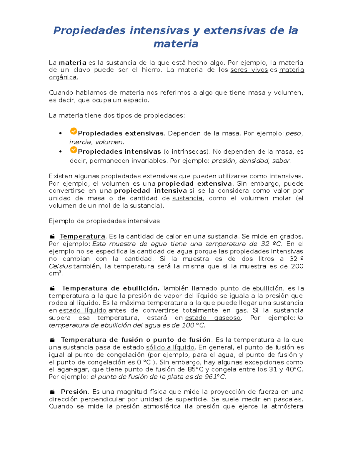 Propiedades intensivas y extensivas de la materia - Propiedades ...