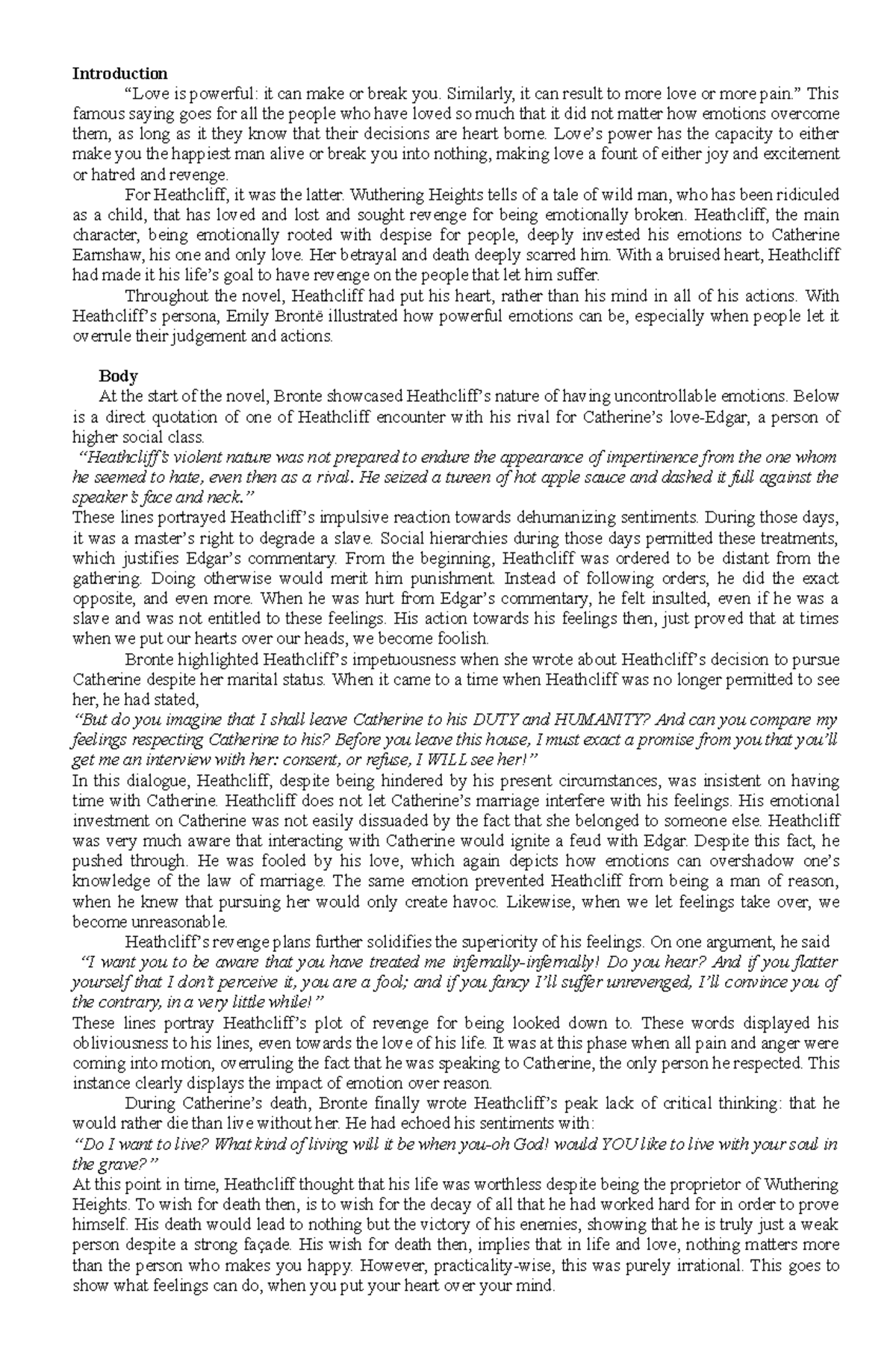 Sample FPT Critique Paper - Introduction “Love is powerful: it can make ...