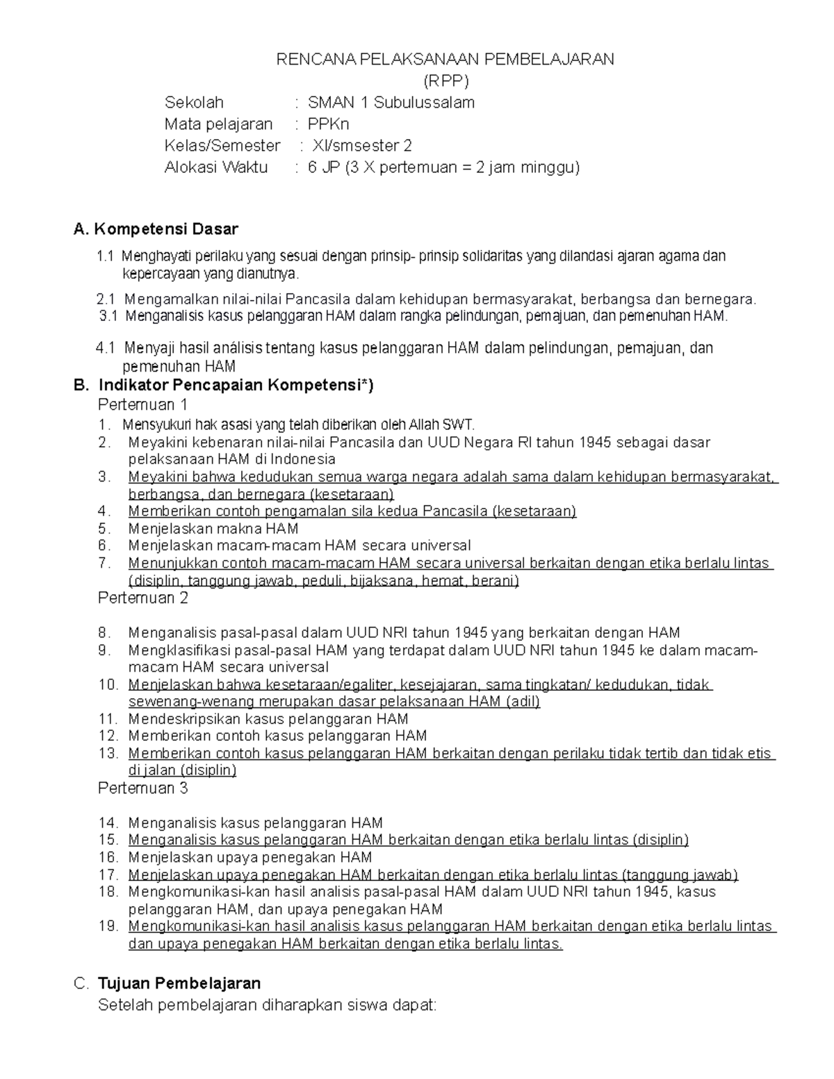 Contoh RPP Model Pembel STAD Kelas XI - RENCANA PELAKSANAAN ...
