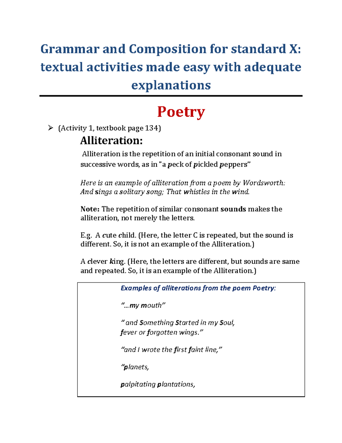 Grammar Chapter - Poetry - Grammar and Composition for standard X ...