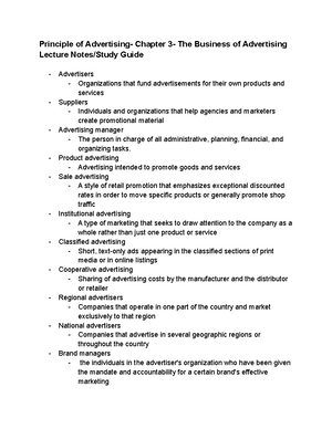 Principle of Advertising- Chapter 3- The Business of Advertising ...
