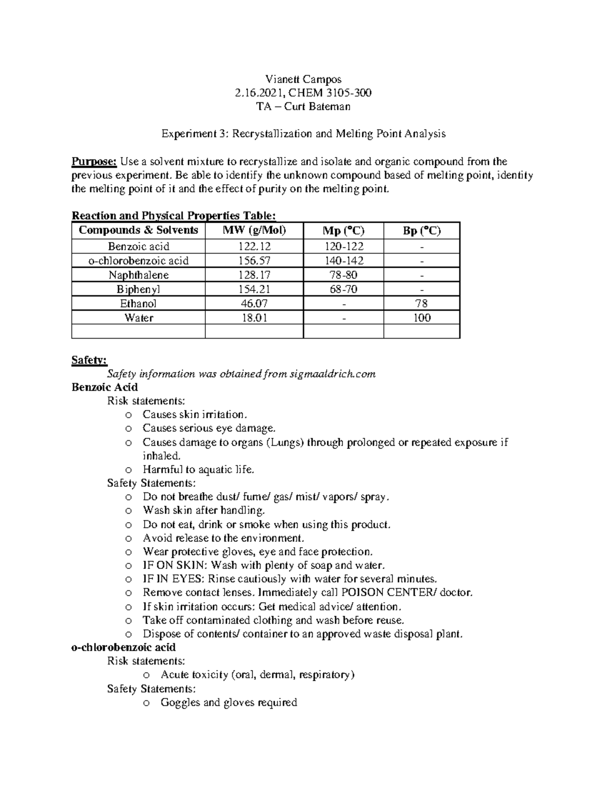 Lab Report 3 - Vianett Campos 2.16, CHEM 3105- TA – Curt Bateman ...