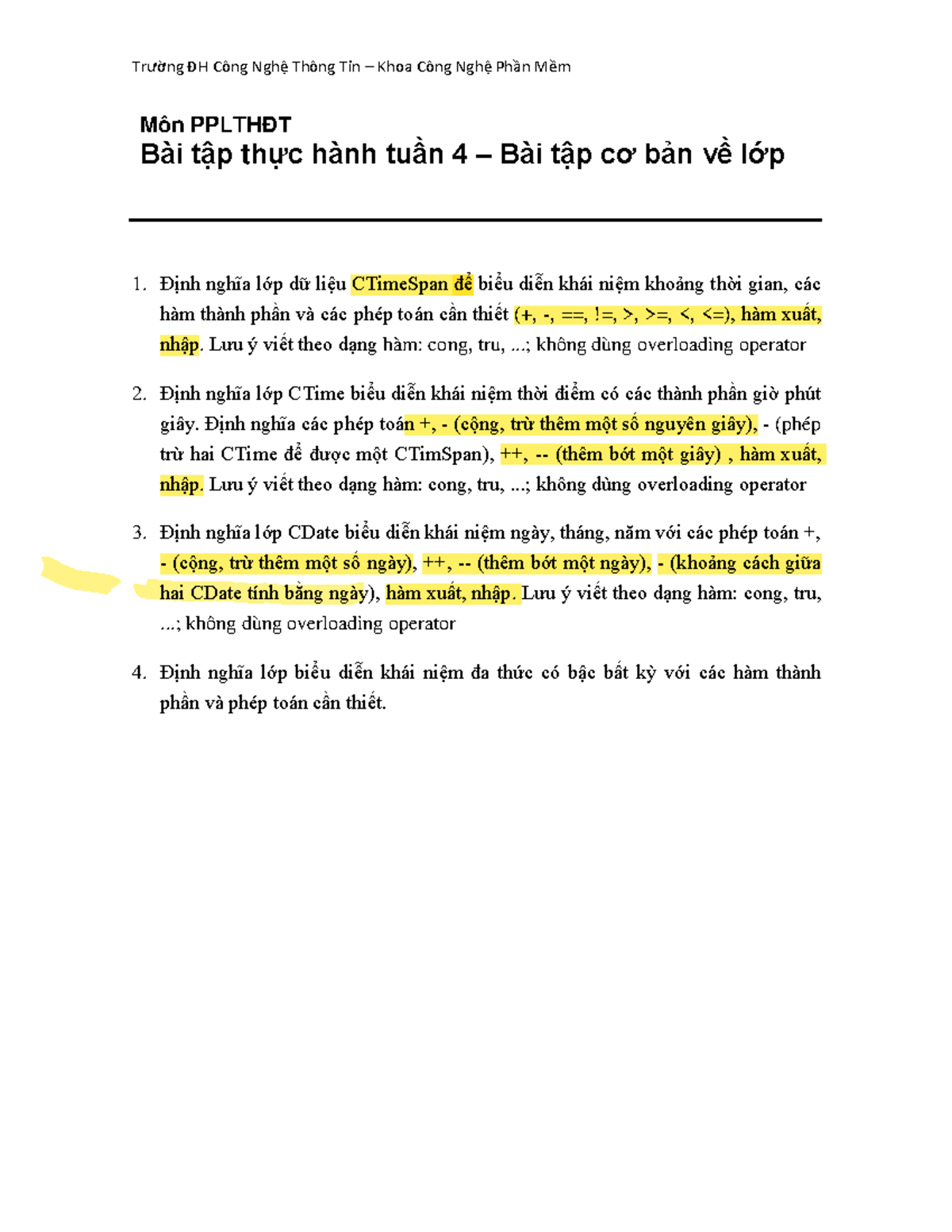 BT4 - bài thực hành tuần 4 - Trường ĐH Công Nghệ Thông Tin – Khoa Công Nghệ Phần Mềm Môn PPLTHĐT ...