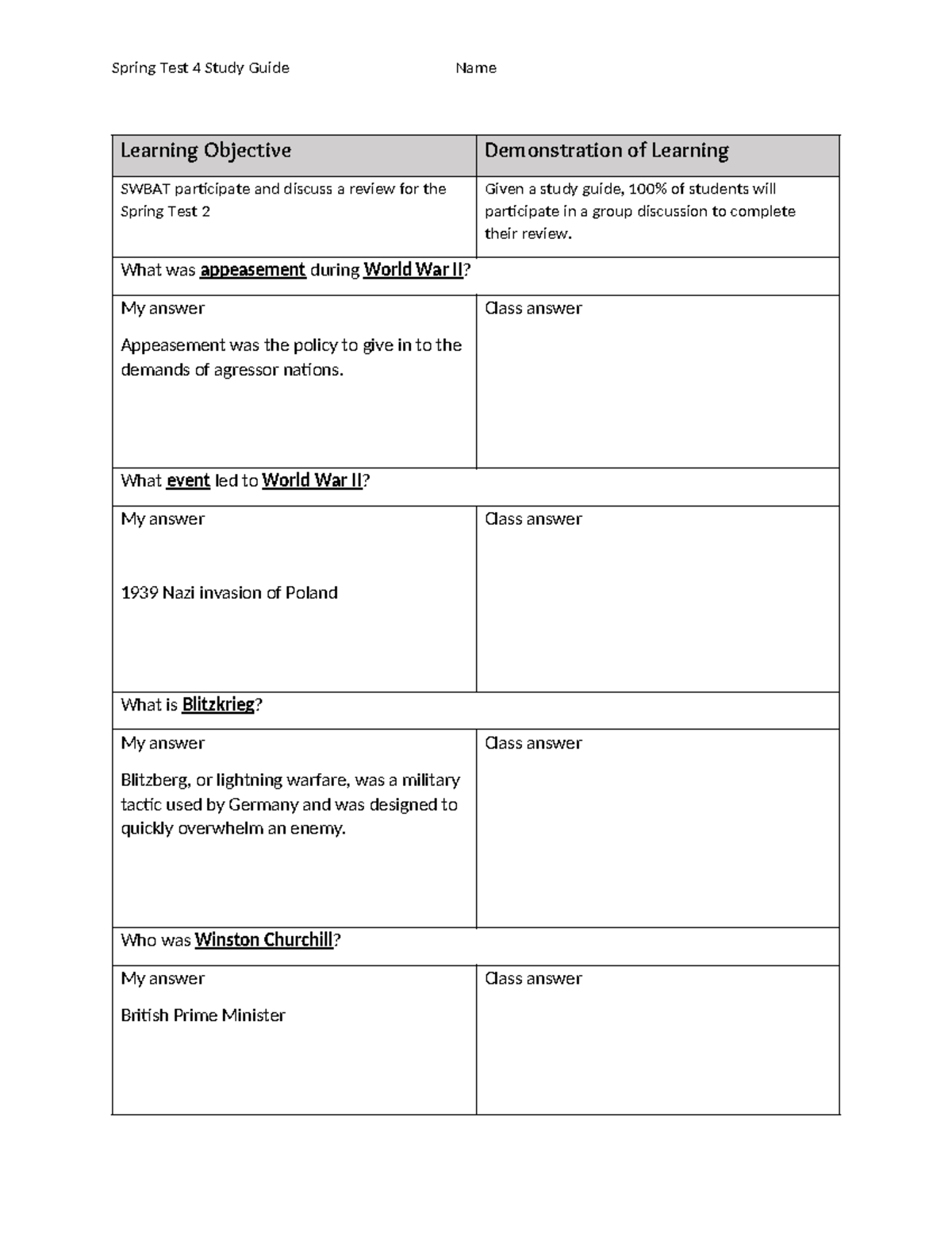 William Martinez - Unit 8 Exam Review Guide - Learning Objective ...