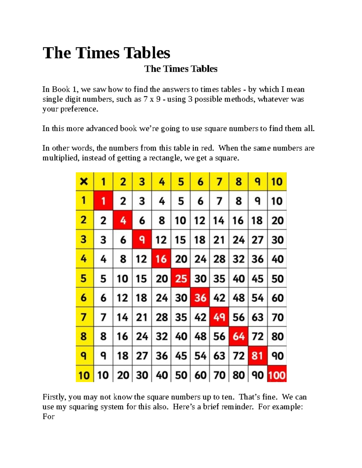 The Math Hack Book - The Times Tables The Times Tables In Book 1, we ...