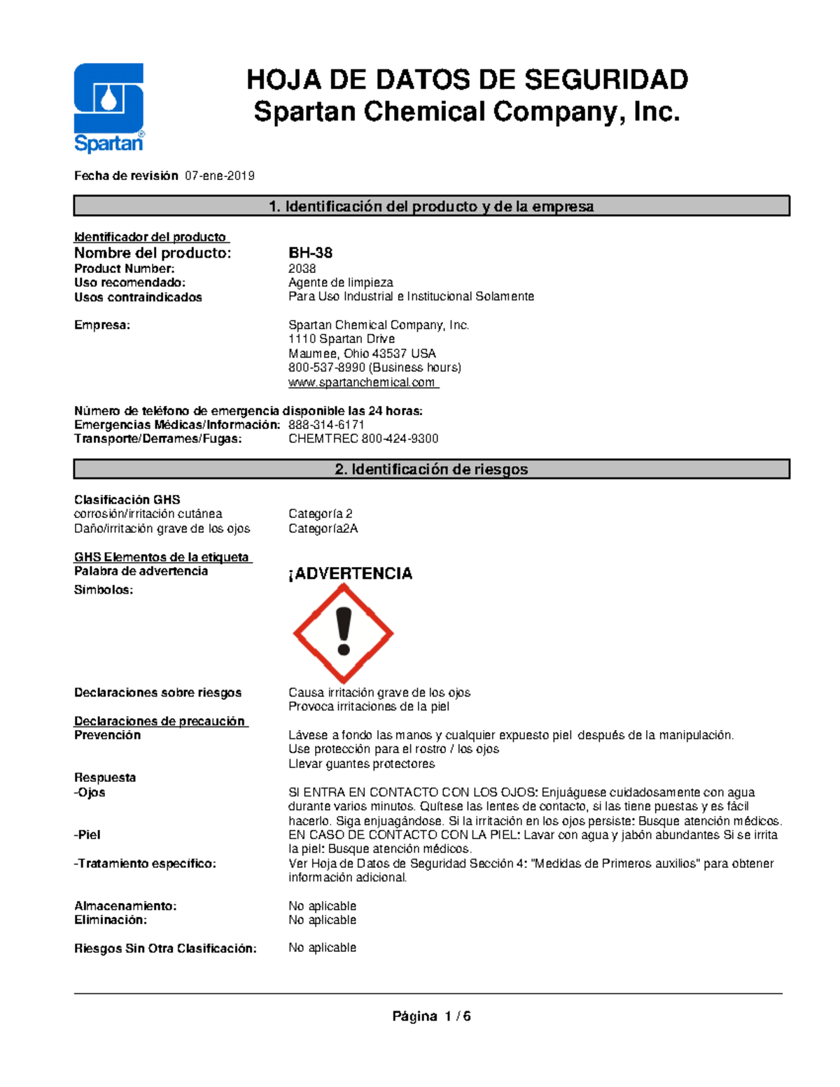 BH38 HOJA DE Seguridad - hoja tecnica de desengrasante industrial bh38 ...