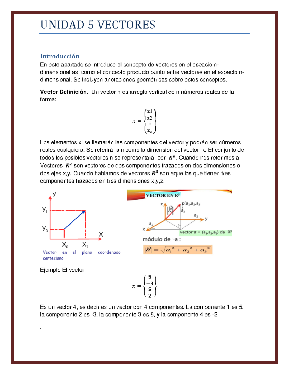 Unidad 5 Vectores - espero y les ayude - Introducción En este apartado ...