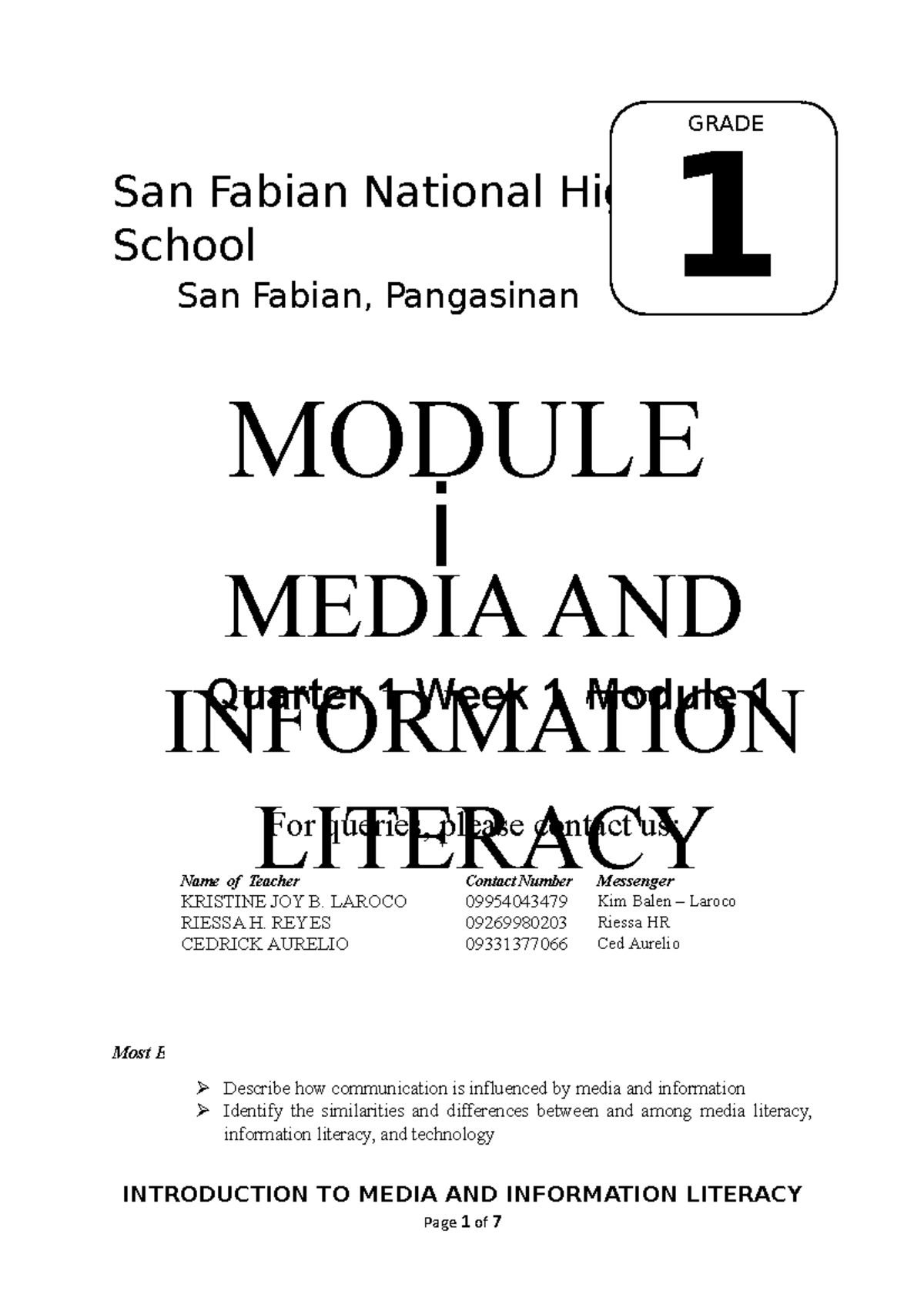 2021 MIL Module 1 - Hahahha - San Fabian National High School San ...