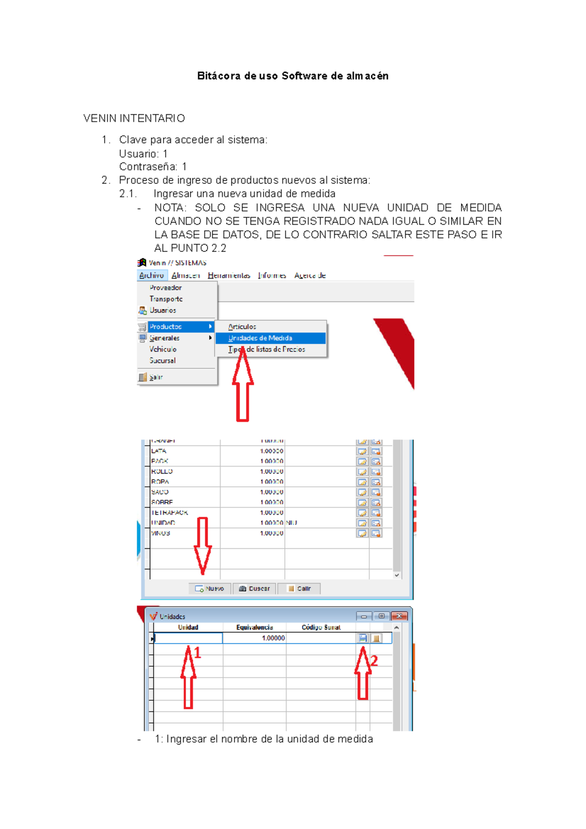 Bitácora de uso Software de almacén - Bitácora de uso Software de ...