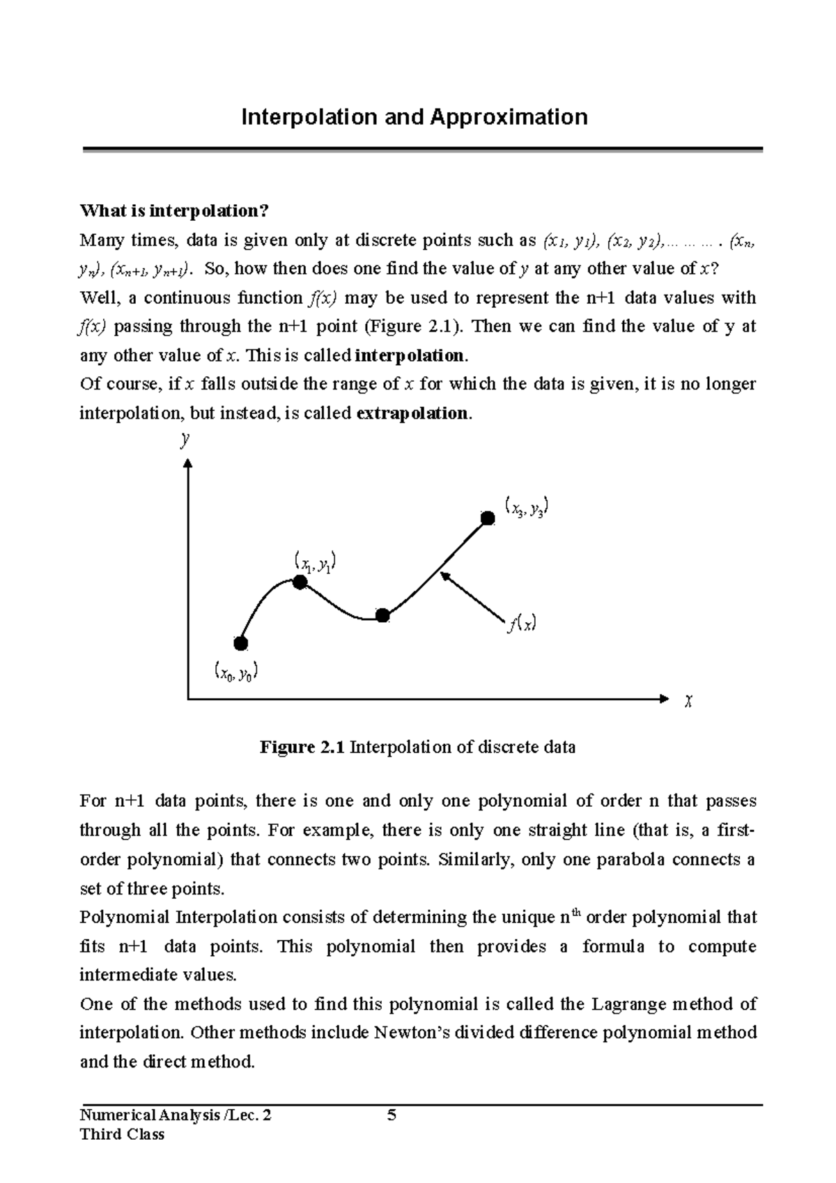 Lecture 2 Interpolation And Approximation 1 Interpolation And Approximation What Is