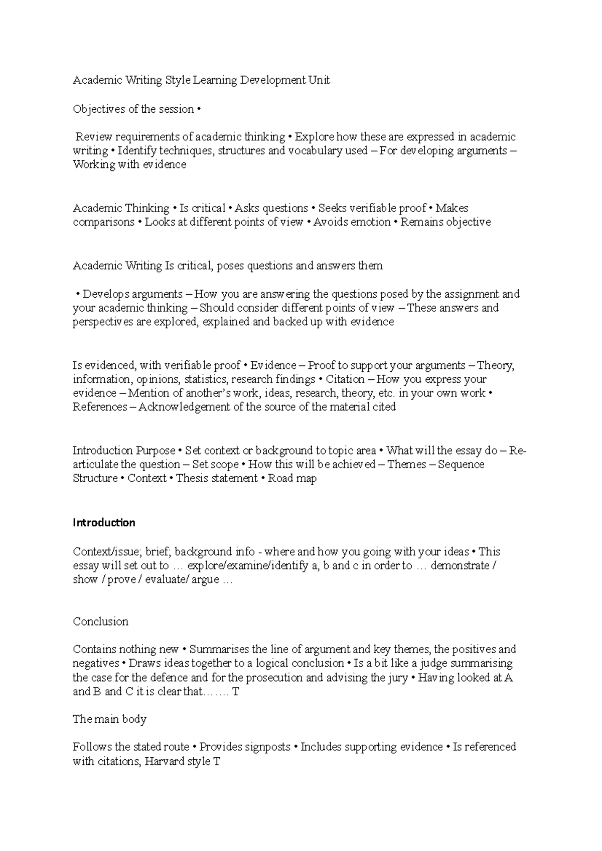 Academic Writing Style Learning Development Unit - Academic Writing ...