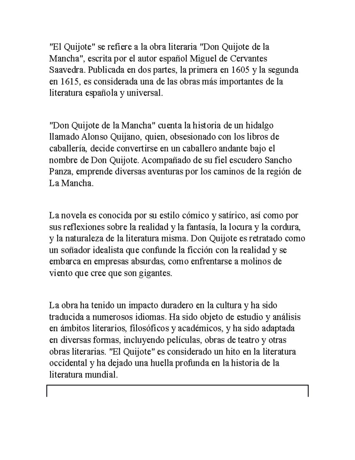 El Quijote - excelente material - "El Quijote" se refiere a la obra ...