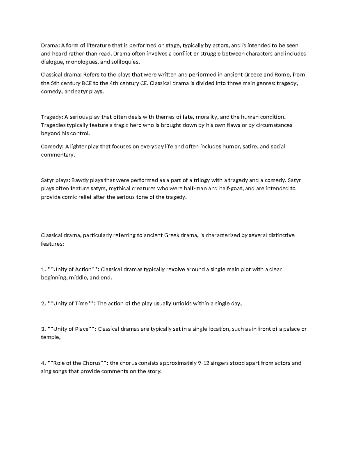 Classical drama, features and types - Drama: A form of literature that is performed on stage ...