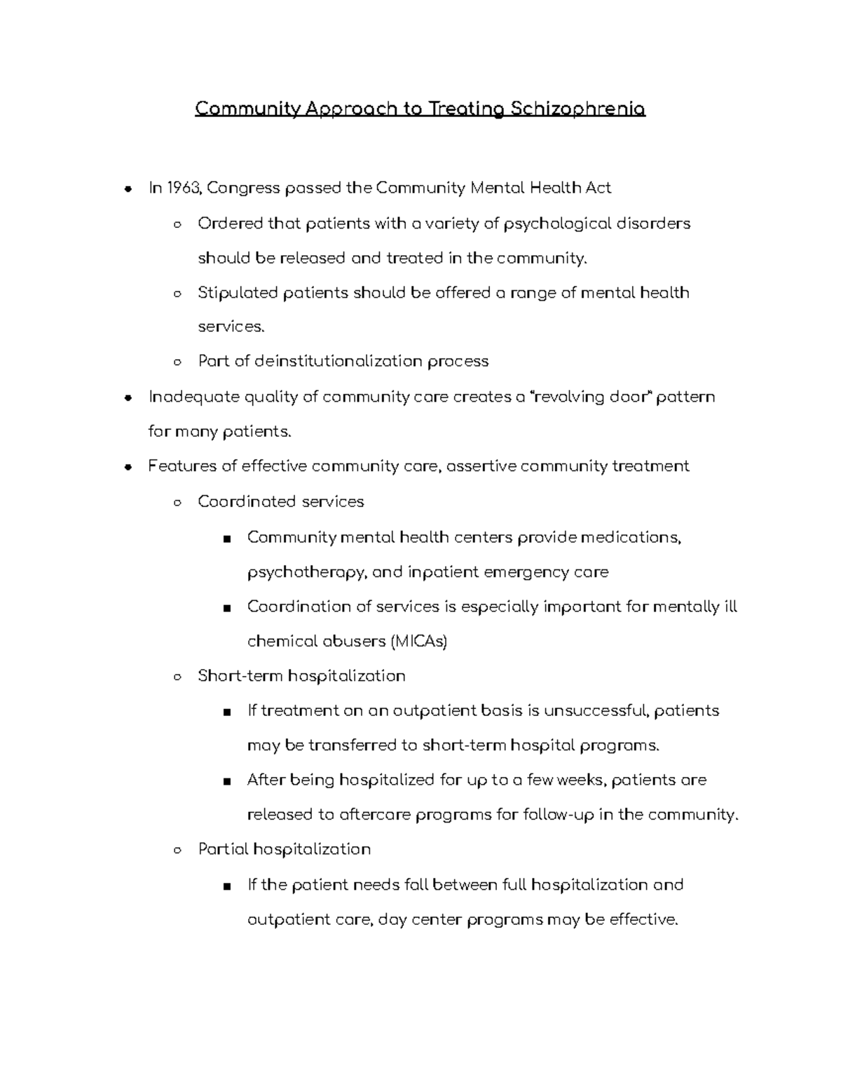 Community approach to Schizophrenia - Community Approach to Treating ...