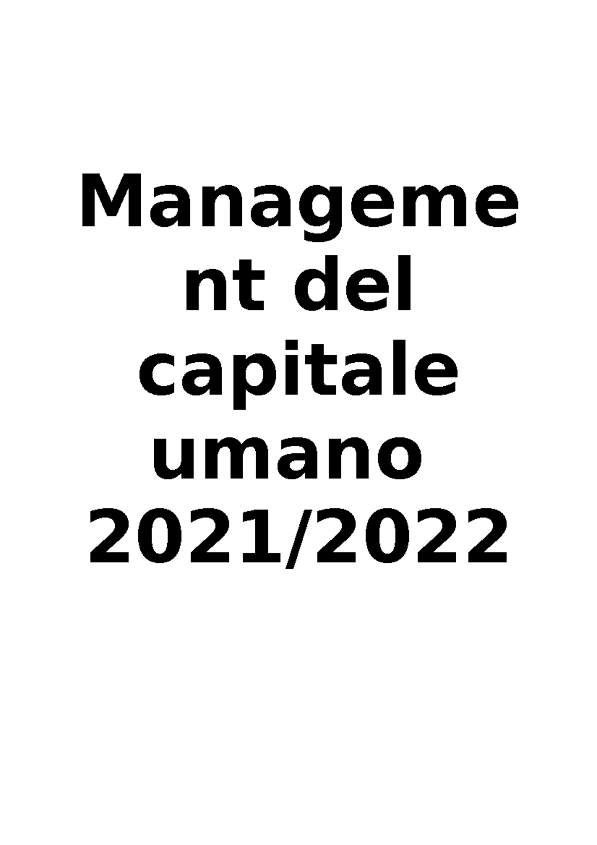 Management del capitale umano - Manageme nt del capitale umano 2021/ La ...