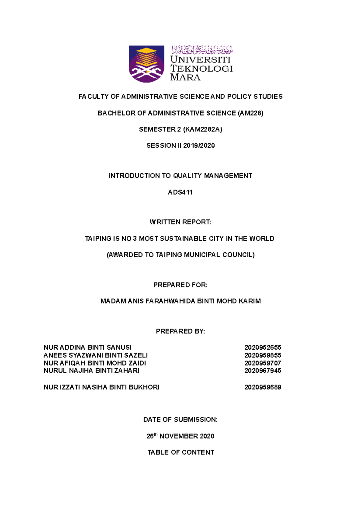 Taiping Municipal Council - FACULTY OF ADMINISTRATIVE SCIENCE AND ...