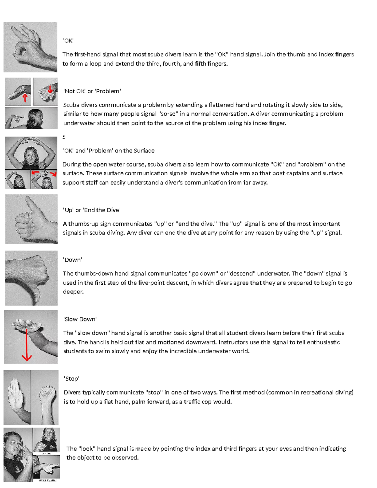 Swimming HAND Signals - 'OK' The first-hand signal that most scuba ...