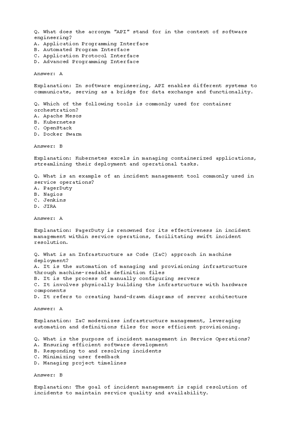 All ready - Q. What does the acronym "API" stand for in the context of ...