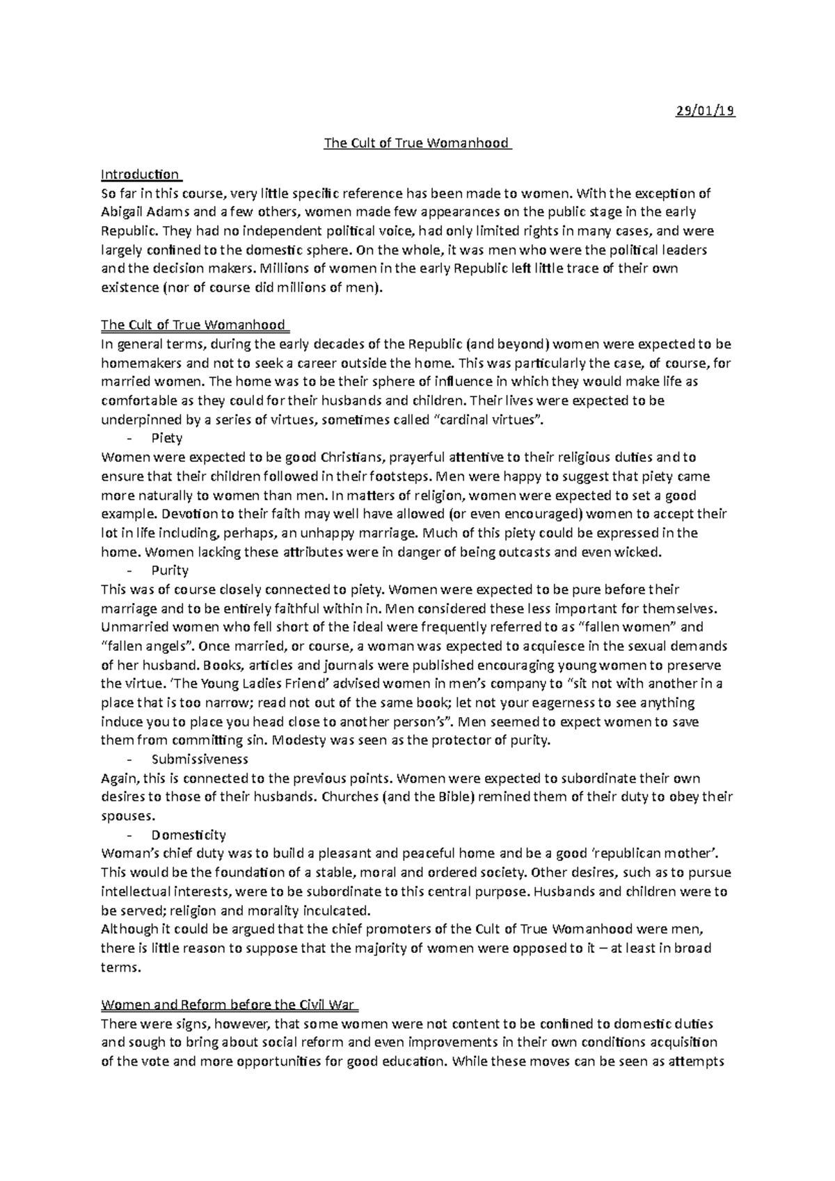 The Cult of True Womanhood - 29/01/ The Cult of True Womanhood ...