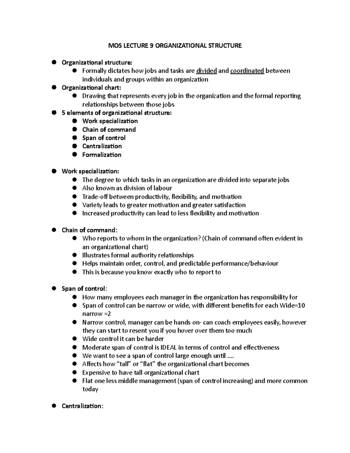 MOS Lecture 9 Organizational Structure Notes - MOS LECTURE 9 ...
