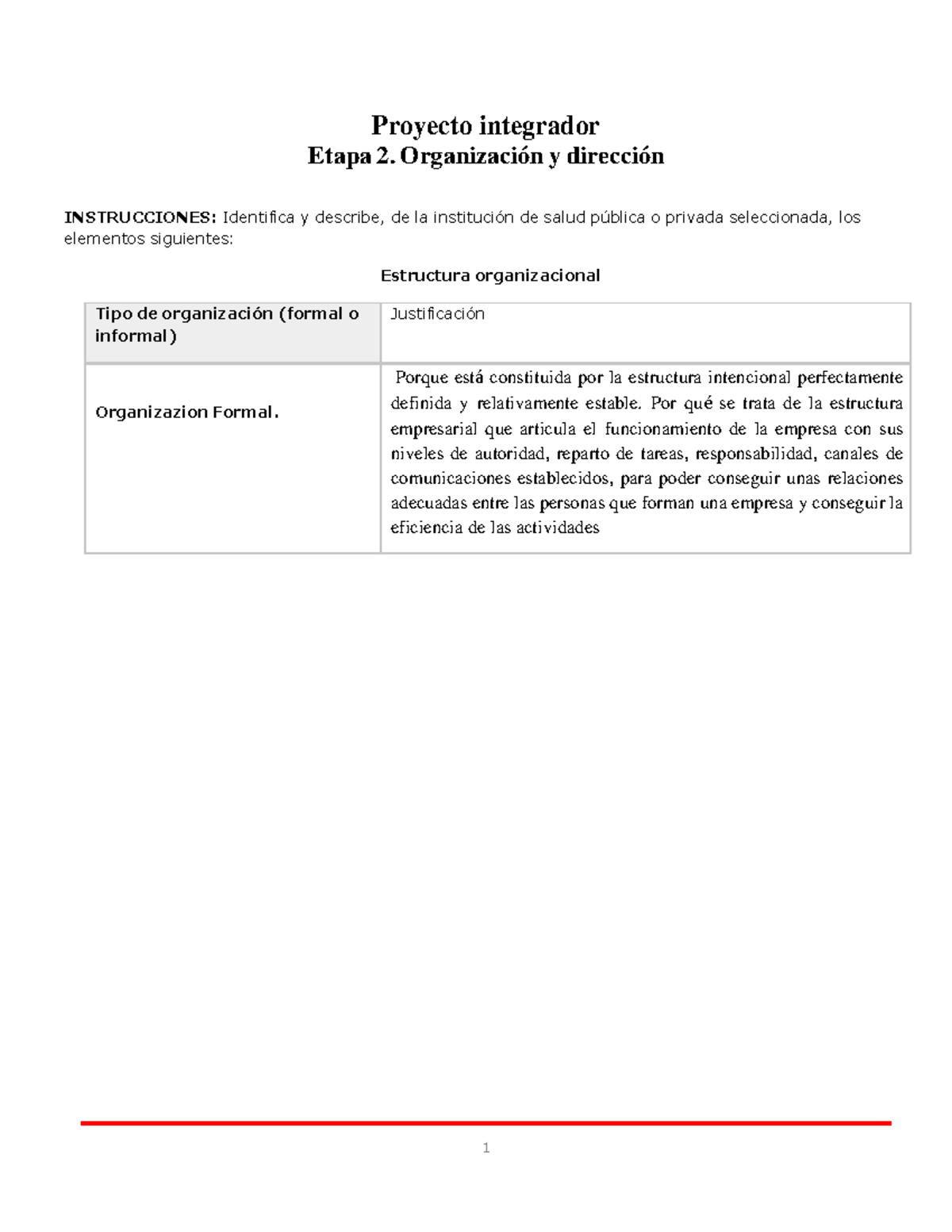 Proyecto integrador G. S. GFS Etapa 2 - Proyecto integrador Etapa 2. Organización y dirección ...