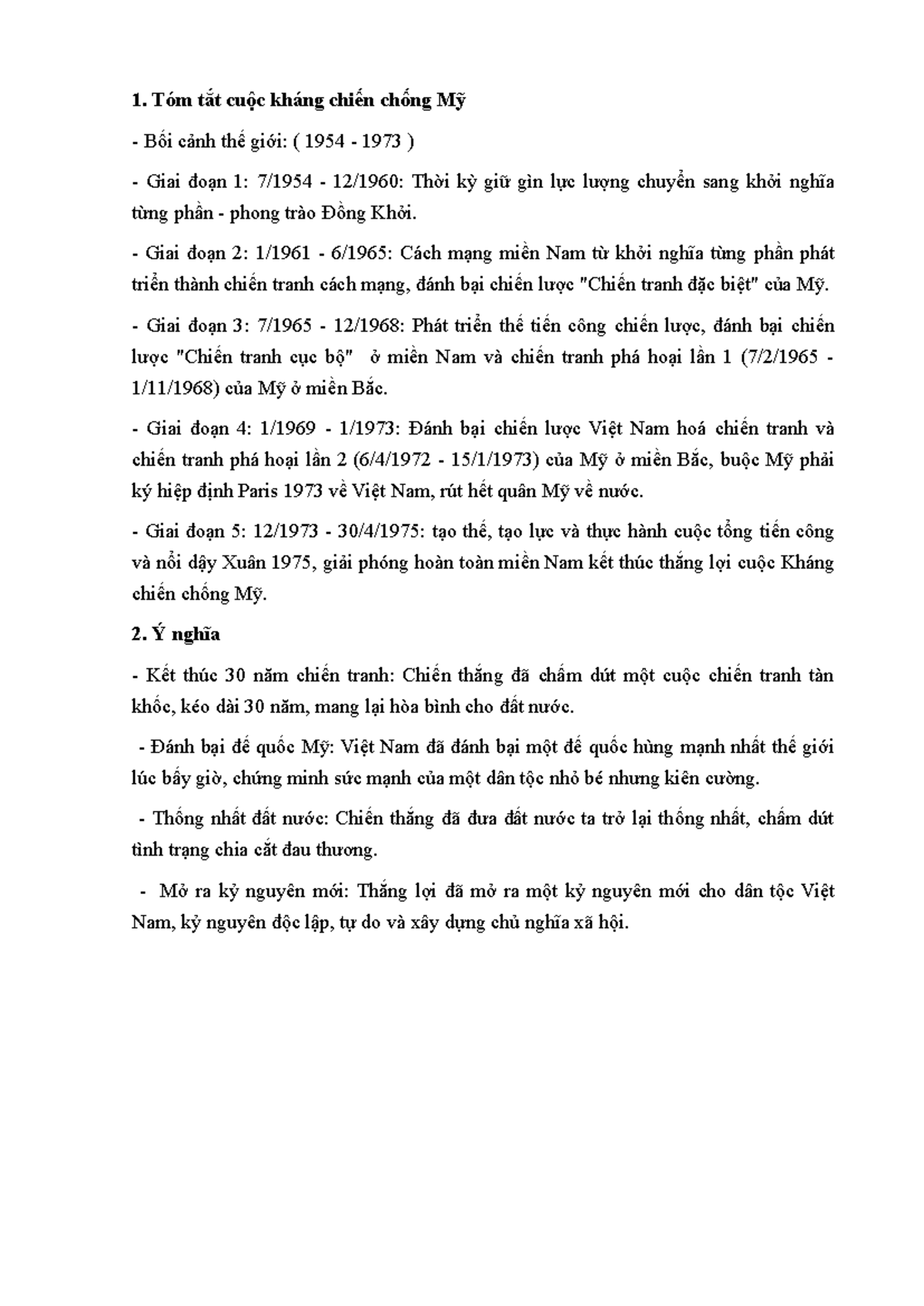 Lsdcs - Tóm tắt cuộc kháng chiến chống Mỹ Bối cảnh thế giới: ( 1954 - 1973 ) Giai đoạn 1: 7/1954 ...
