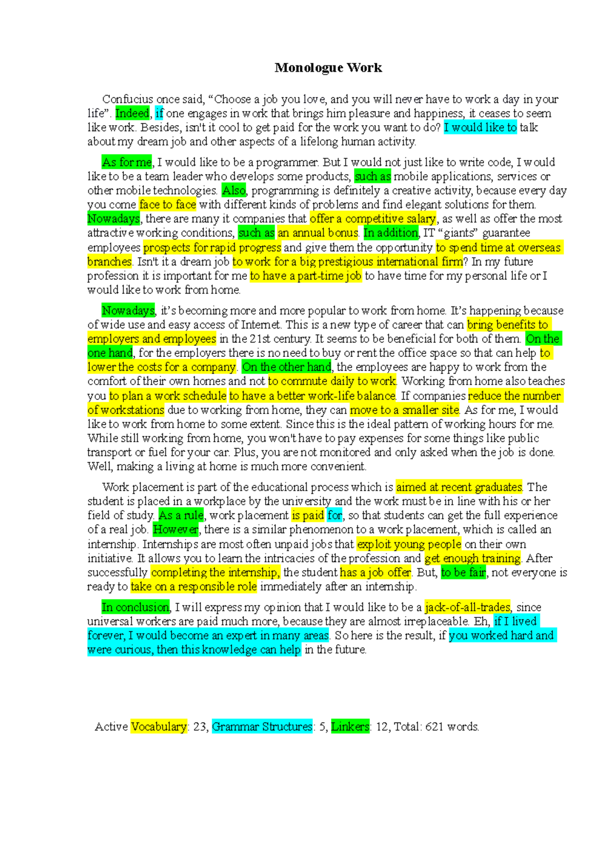 Monologue 3 Work - 4 u all