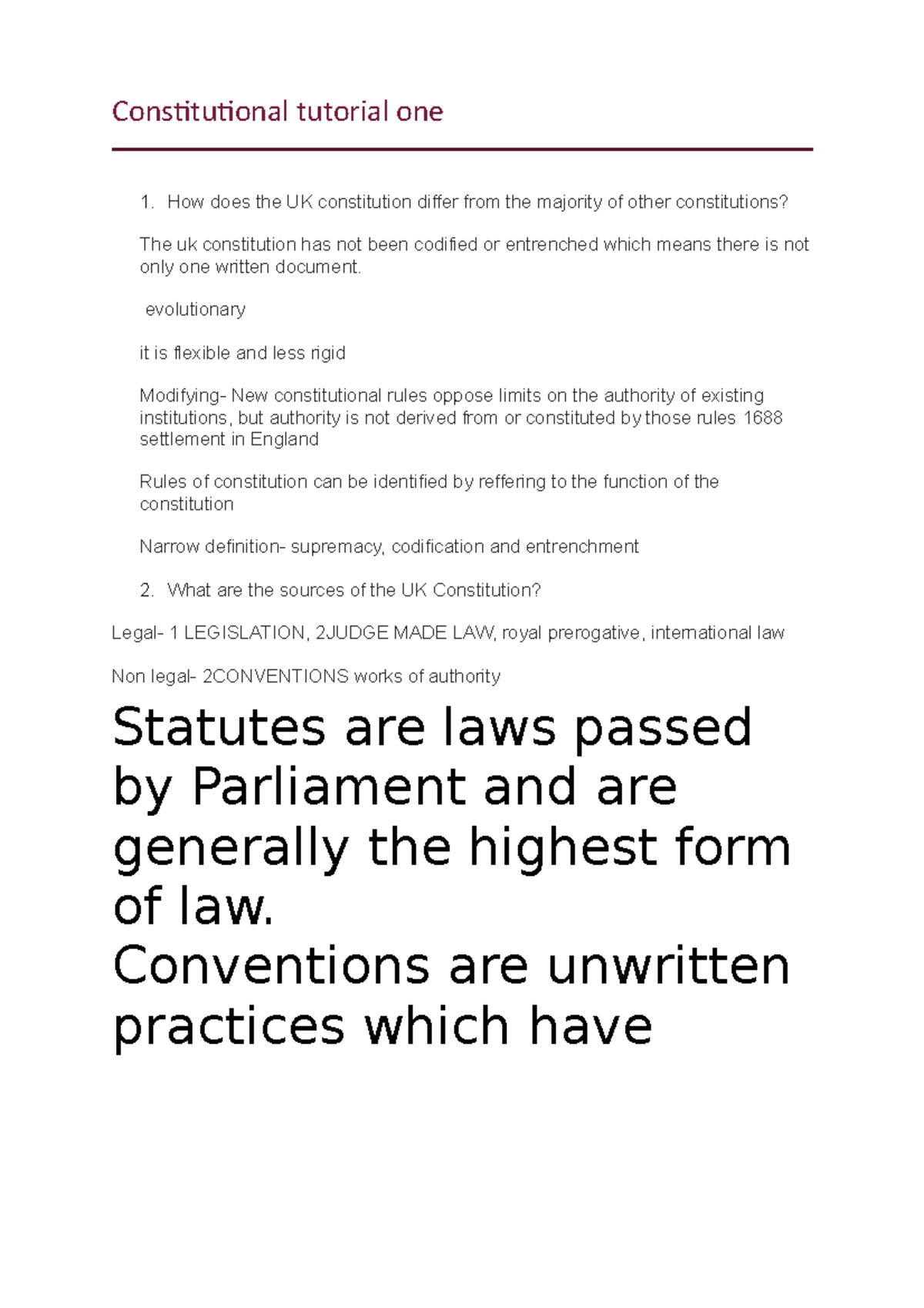 Constitutional tutorial one - evolutionary it is flexible and less ...