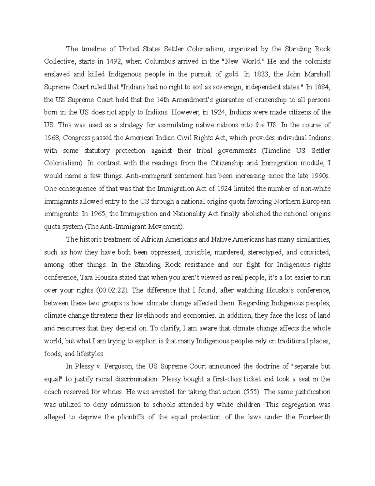 Reflective Essay: African American and indigenous grade A - The ...