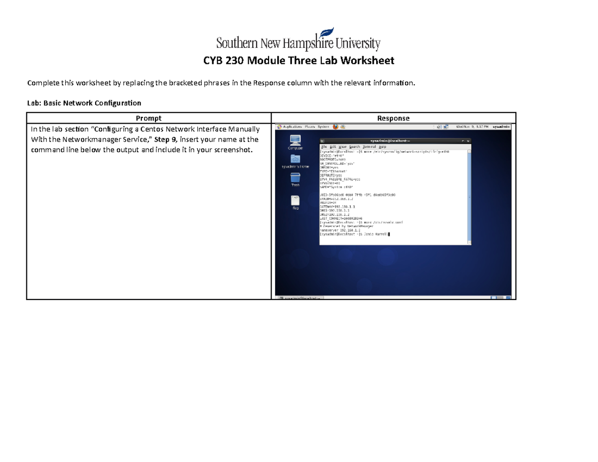 CYB 230 Module Three Lab Worksheet - CYB 230 Module Three Lab Worksheet ...