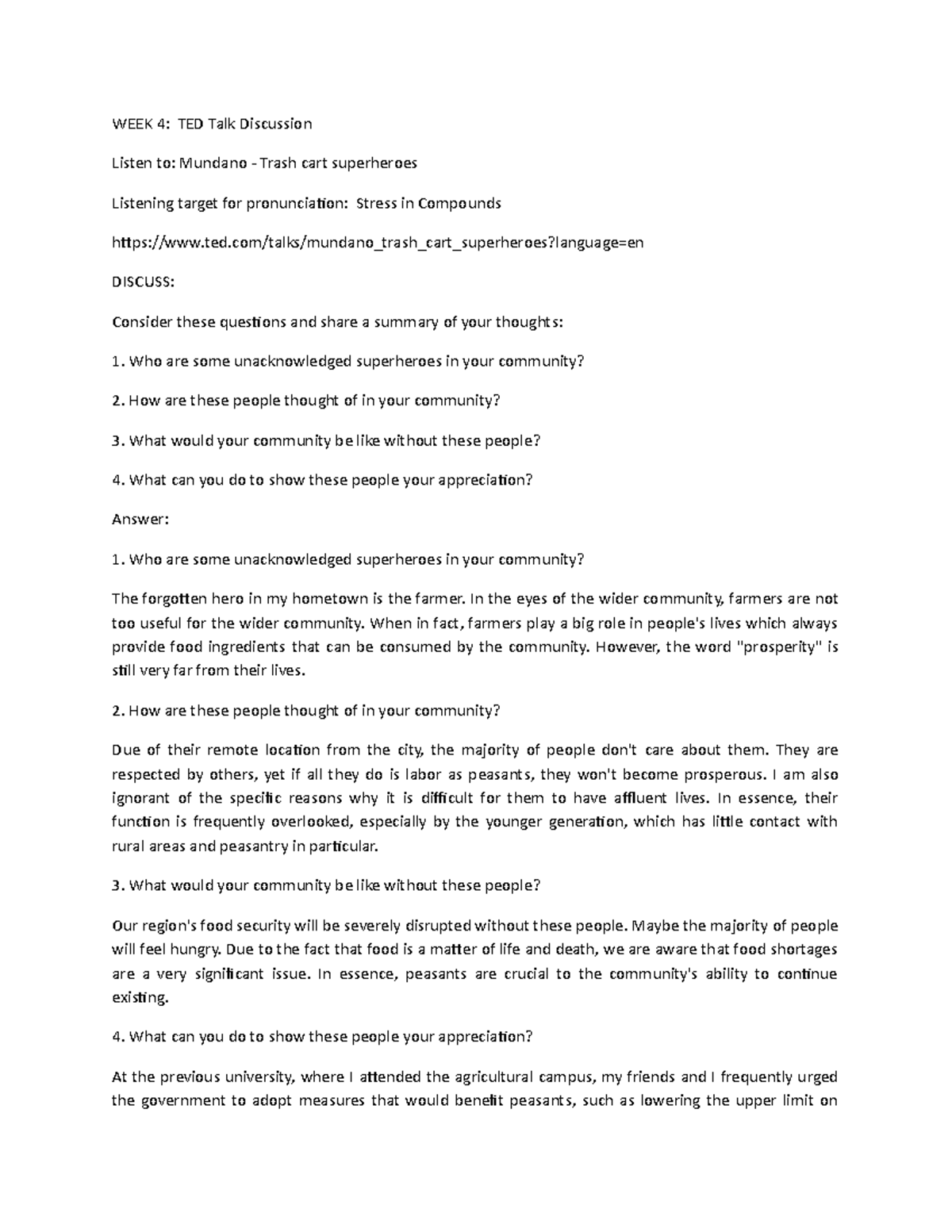 WEEK 4 - this is a discussion topic - WEEK 4: TED Talk Discussion ...